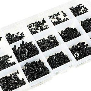 Steel Flat Head Self Tapping Screw Phillips Metric Thread Counter Head Bolt Assortment Kit M2 M2.5 M3 M4 Black