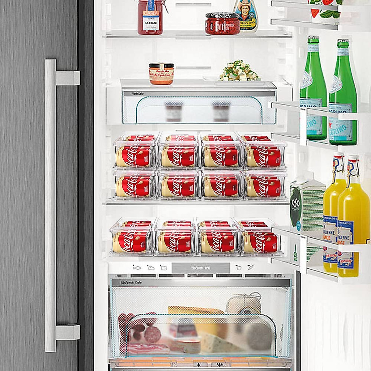 Xicennego 2-Tier Stackable Soda Can Organizer for Refrigerator, Fridge Can Organizer Dispenser, Beverage Can Holder for Refrigerator, Pantry, Cupboard