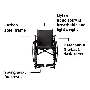 McKesson Wheelchair, Swing Away Foot Leg Rest, Desk Length Arms Flip Back, 16 in Seat, 300 lbs Weight Capacity, 1 Count