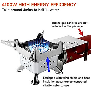 SAN LIKE Portable Backpacking Stove Lightweight Camping Stove with Windproof Sheets, Strong Blue Flame, Pocket Stove Furnace Burner For Backpacking Hiking Picnic BBQ Ice Fishing Survival Emergency