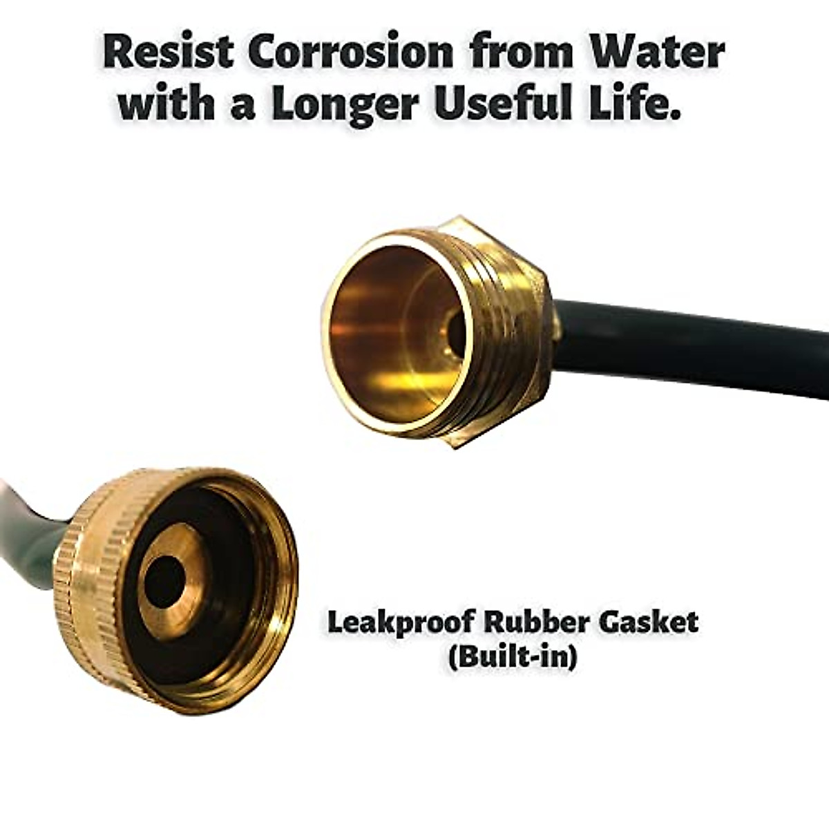 FUNJEE Heavy-Duty EVA Coil Hose Recoil Garden Water Hose with 8-Pattern Spray Nozzle, 3/4" GHT Brass Fittings, Corrosion Resistant, Retractable Garden Hose, Boat Hose (25FT, Green)