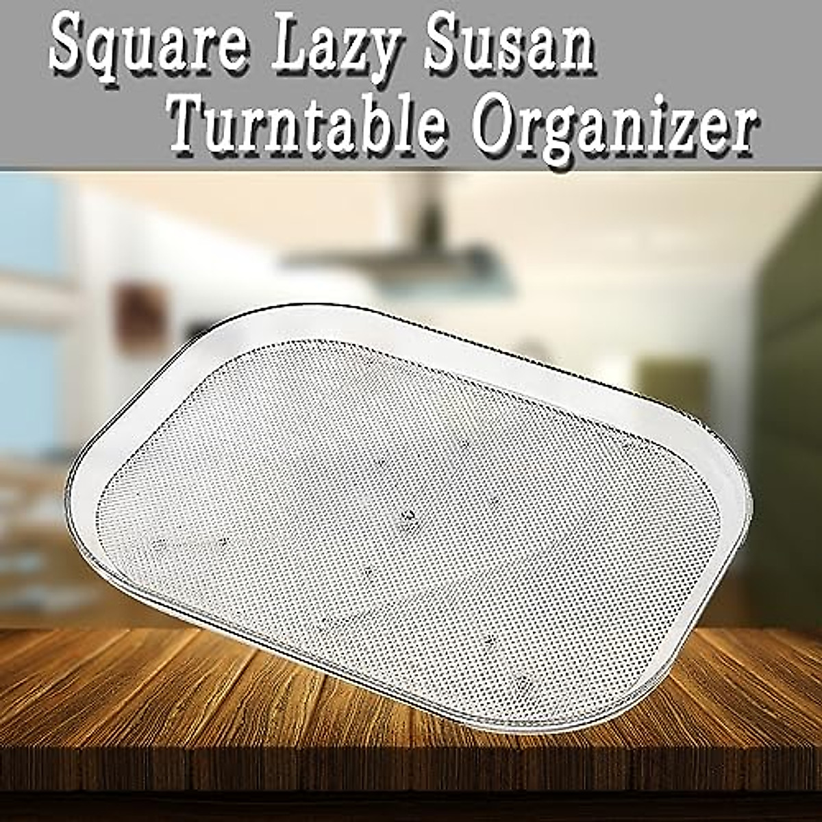 Square Lazy Susan for Refrigerator, Lazy Susan Turntable Organizer for Refrigerator, 15.67'' Countertop Condiment Storage Rack, for Kitchen, Pantry, Cabinet, Dining Table, Refrigerator