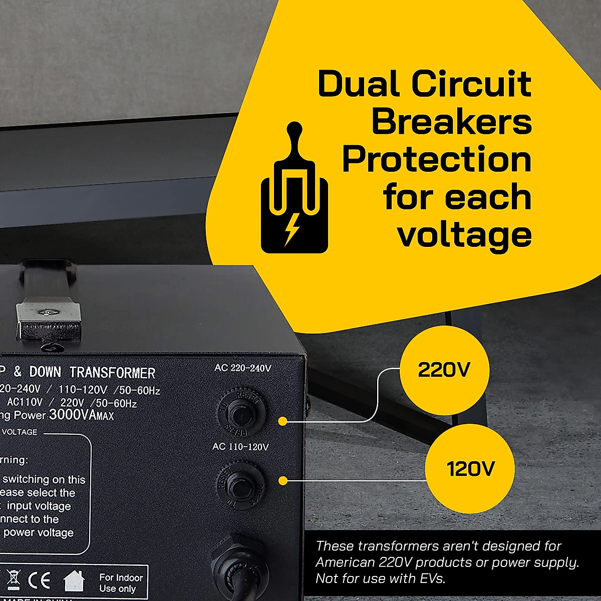 ELC T Series 3000+ Watt Voltage Converter Transformer - Step Up/Down - 110v to 220v / 220v to 110v Power Converter - Circuit Breaker Protection, CE Certified [3-Years Warranty]