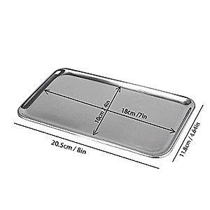 IMEEA Small Vanity Tray Rectangle Satinless Steel Little Jewelry Tray Bathroom Tray Storage Organizer Makeup Cosmetic Organizer Trays, 8 x 4.6 inch