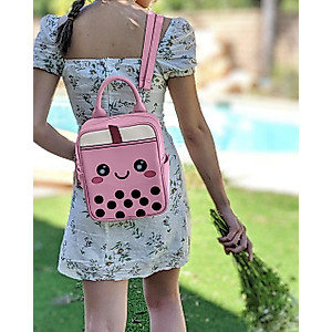Boba Premium Faux-Leather Backpack, Crossbody, or Purse (Milk Tea)