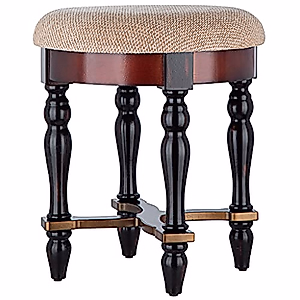 Design Toscano Grand Duchess Vanity Stool, 17 Inch, Walnut