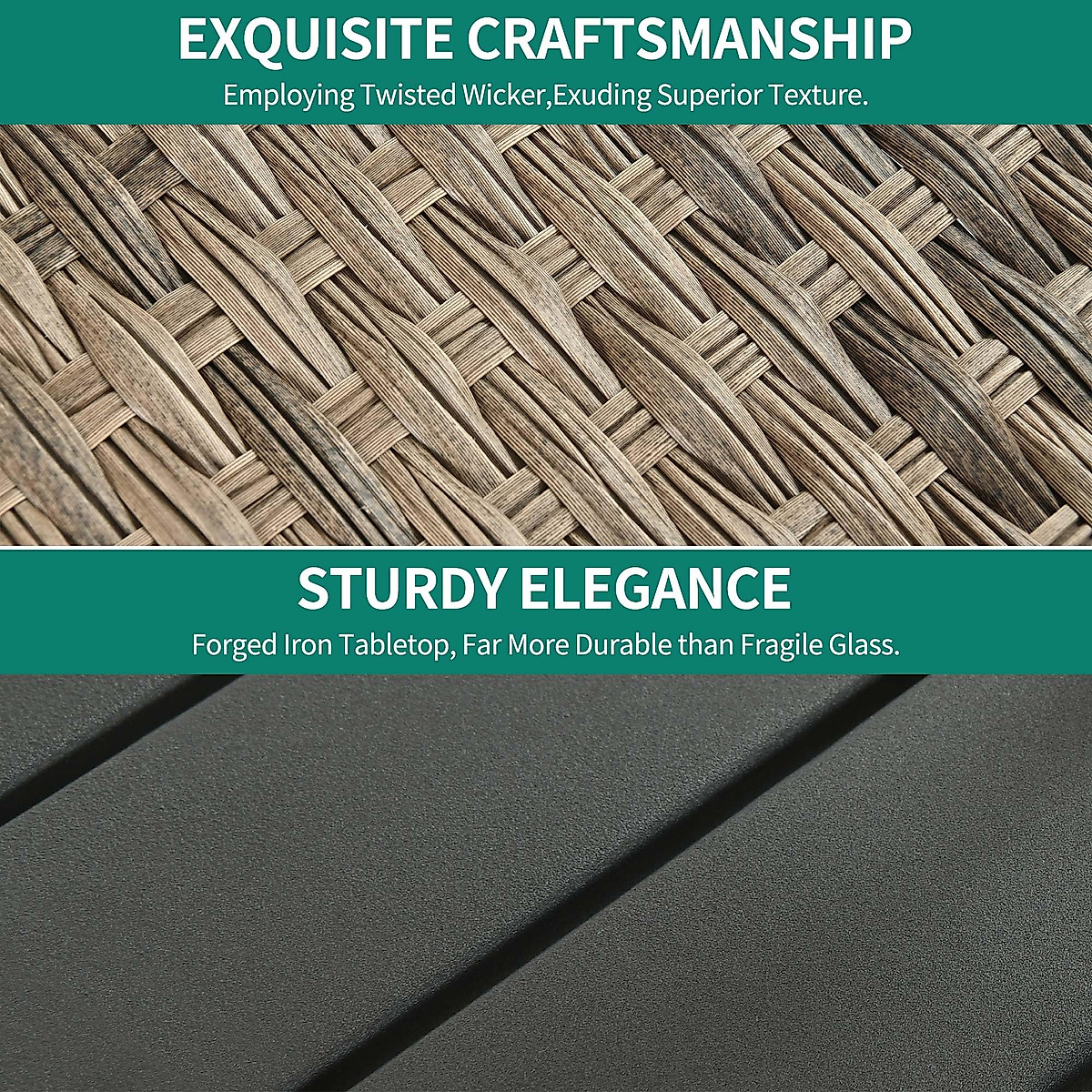 YITAHOME 5 Piece Patio Bar Set, Outdoor High Top Table and Chairs with Wine Glass Holder and Soft Cushions, Outdoor Wicker Furniture for Backyard, Garden Yard, Balcony, Brown Rattan