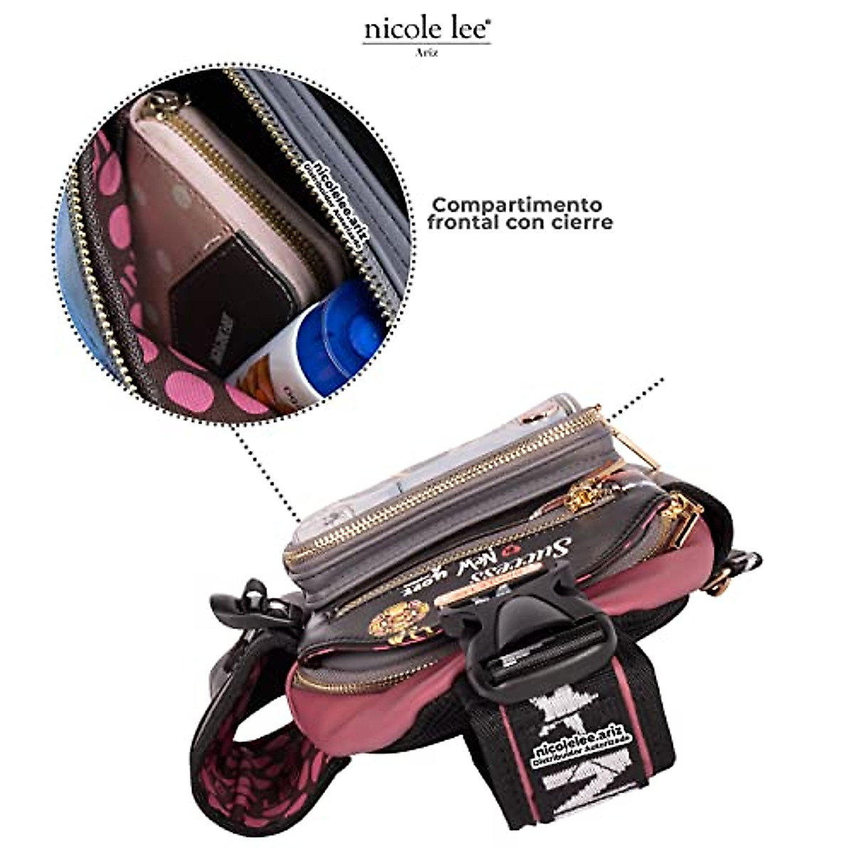 Nicole Lee Crossbody Sling Backpack, Travel Chest Bag with Bottle Holder for Women, Fashion Print (Success in New York)