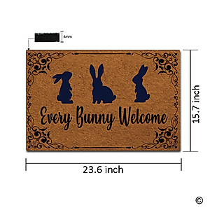MsMr Funny Door Mat Entrance Floor Mat Every Bunny Welcome Non-Slip Doormat Welcome Mat 23.6 inch by 15.7 inch Machine Washable Non-Woven Fabric