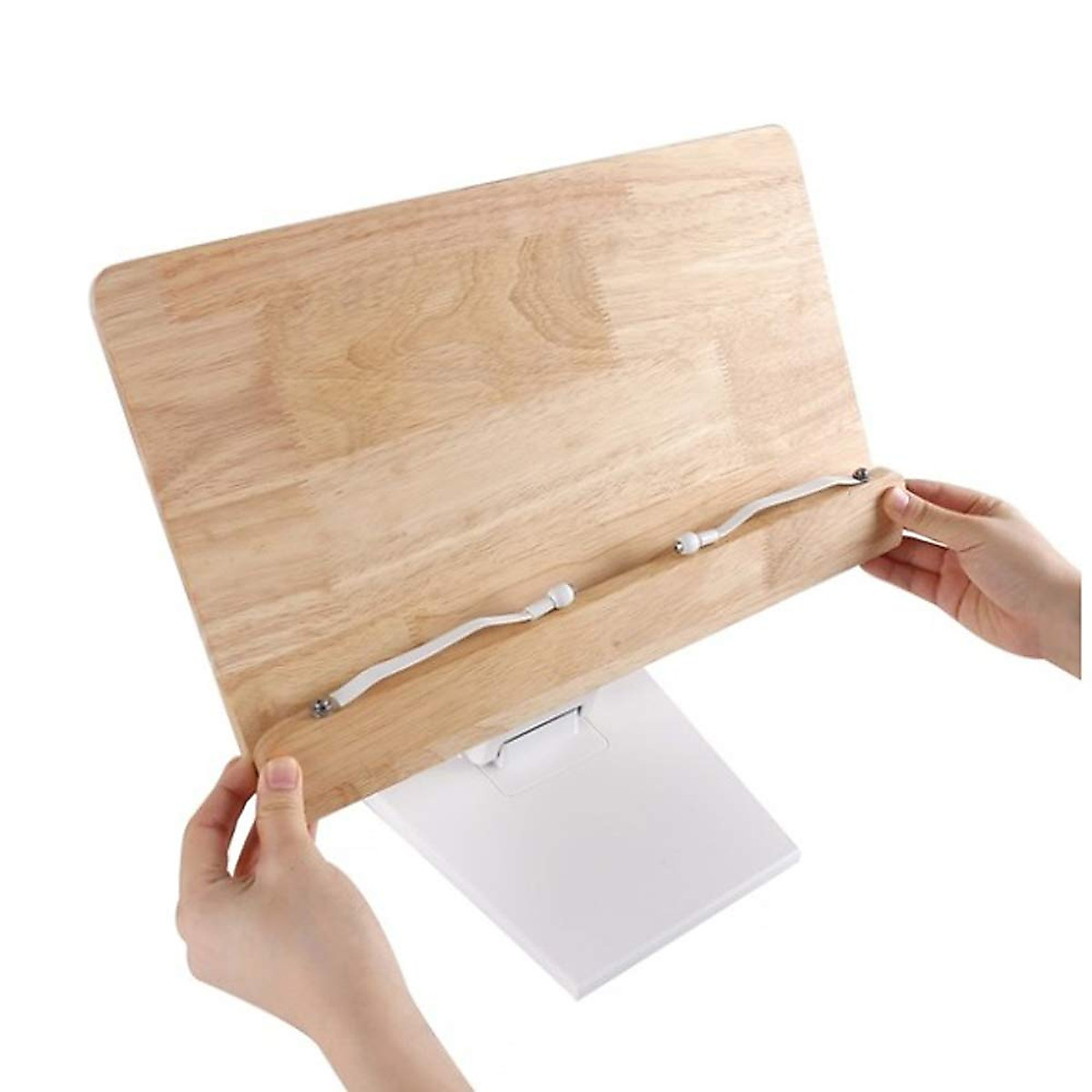 EYELEVEL Wooden Book Stand Reading Rest Bookrest Cookbook Laptop Holder for Textbook Music Score Desk Laptop Height Adjustable 270° Angle Adjustable with withmolly USB led Book Light