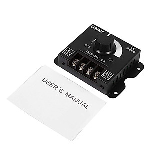 LED Dimmer Switch, 12V-24V 30A Manual Operation Dimmer Controller, Single Color Strip LED Controller with Auto Memory Function