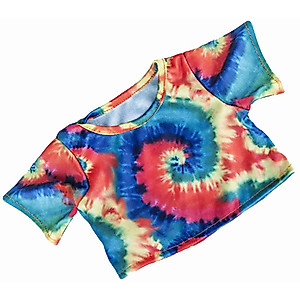 Rainbow Tie Dye Print T-Shirt Top Teddy Bear Clothes Fits Most 14" - 18" Build-a-Bear and Make Your Own Stuffed Animals