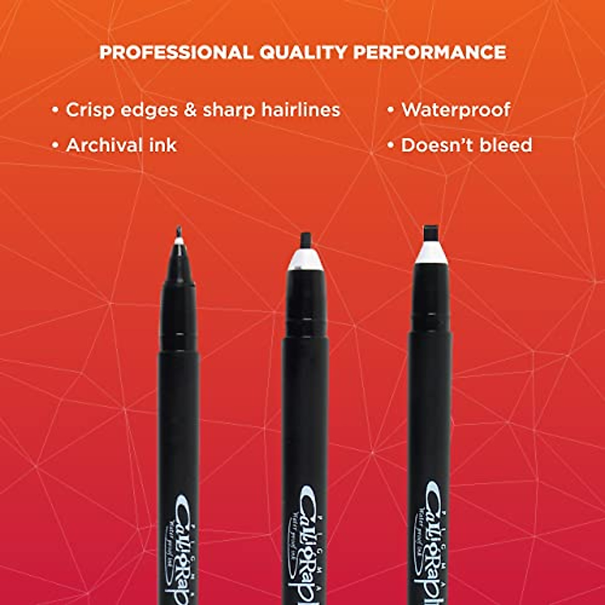SAKURA Pigma Calligrapher Brush Pens - Archival Black Ink Pens - Pens for Lettering and Modern Calligraphy - Black Ink - 1 mm, 2 mm, & 3 mm Nibs - 3 Pack