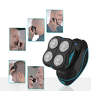 Men's Bald Head/Skull & Face Shaver Mini Trimmer Cordless Clipper Kit Fast Charging Palm Beard Rotary Barber Shaver Waterproof Rechargeable Multifunction PhylnLis 8608