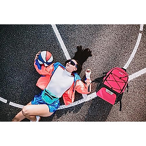 DAFISKY Basketball Backpack with Ball Compartment – Large Basketball Bag with Shoes compartment Sports Equipment Bag for Soccer Ball,Volleyball,Gym,Outdoor,Travel(pink)