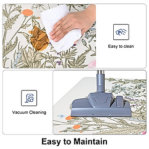 Alishomtll 2 PCS Kitchen Rugs and Mats, Floral Cushioned Anti-Fatigue Kitchen Rugs, Waterproof Non-Slip Washable Flowers Kitchen Mats for Kitchen Floor Laundry Office (17.3"x30"+17.3"x47")