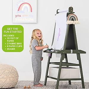 Little Partners Learn 'N Play 2-Sided Art Easel for Painting, Magnetic Dry Erase & Chalkboard, Kids Art Supplies, Toddler Arts & Crafts (Turquoise)