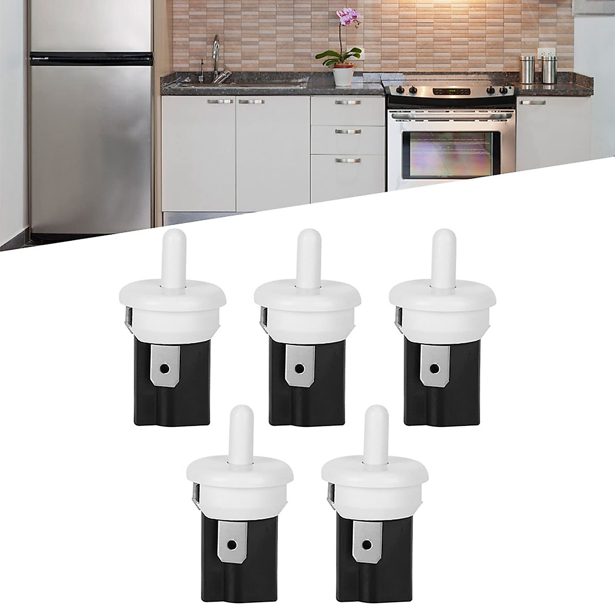 5Pcs Refrigerator Door Light Switch Momentary Open Normal Closed PBS‑35, 3A 250V AC Refrigerator Door Light Switch