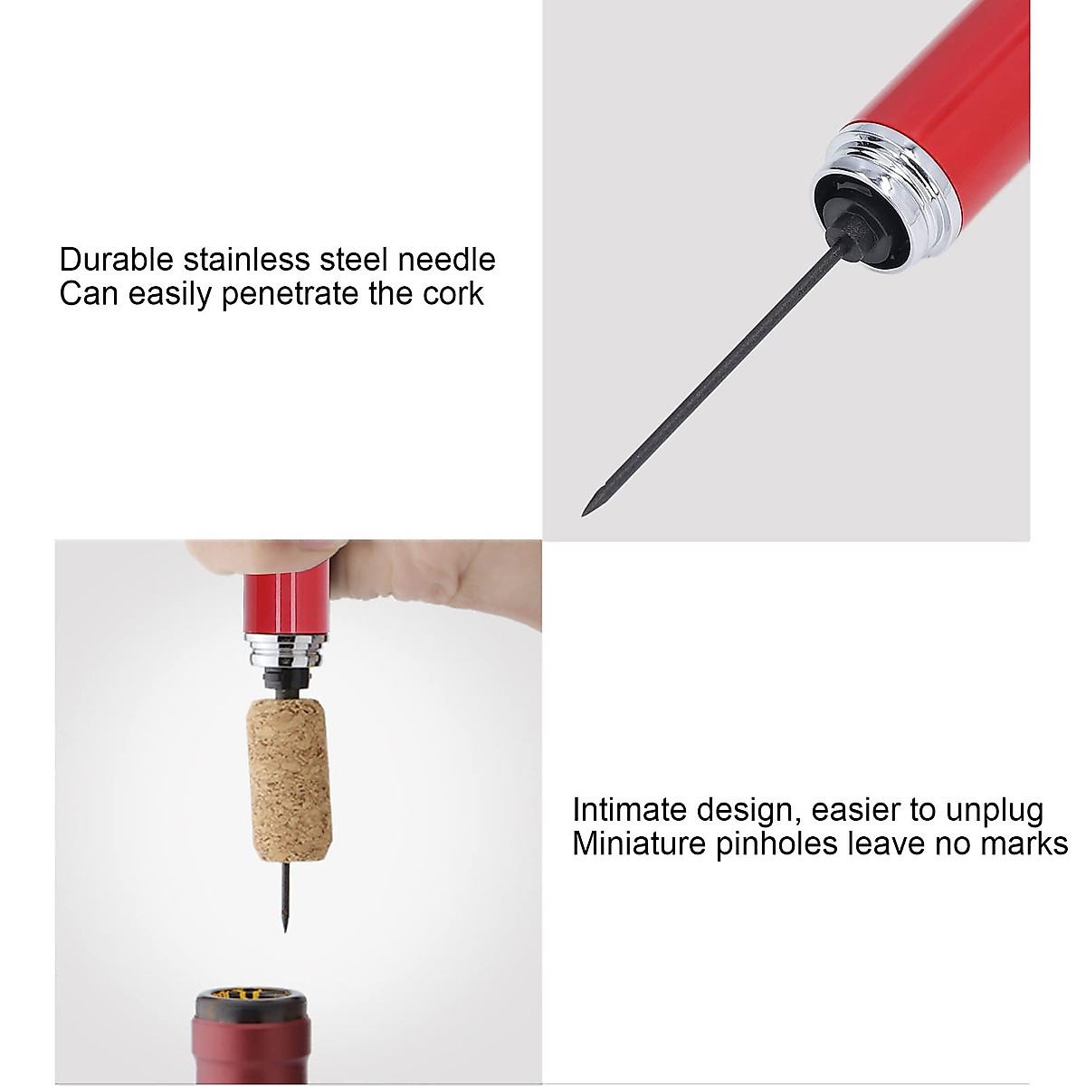 Ladieshow Air Pump Wine Bottle Opener Air Pressure Wine Opener Portable Handheld Needle Tube Pen Shape Stainless Steel Cork Remover for Home Party(Red)