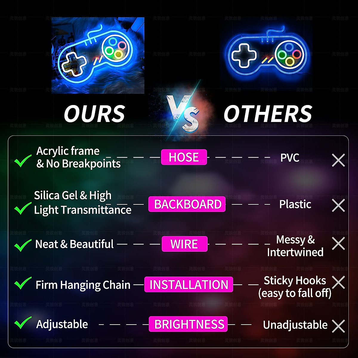 GOVZERY Cool Gamepad Neon Signs for Boys Room Decor 16.5''x10'' LED Neon Light Sign for Bedroom Wall Decor Gaming Decor for Boys Room Kids Game Room Teen Room Man cave (Blue-dimmable)