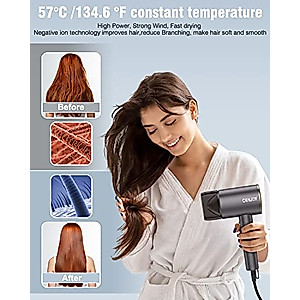 CENJOY Hair Dryer - Blow Dryer with Diffuser, 1875W Negative Ions Hairdryer for Fast Drying, Constant Temperature, 2 Heating/2 Speed/Cool Setting, Lightweight Compact Portable Quiet for Home, Travel