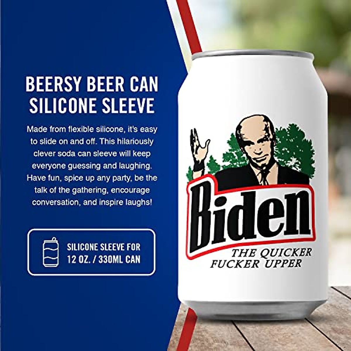 Beersy Silicone Sleeve Beer Can Cover - Insulated Can Sleeve - Novelty Disguise for Outdoor Events, Golf, Parties, Concerts,Tailgate - Hide a Beer To Look Like Soda, Fits 12 oz (Quicker Fucker Upper)