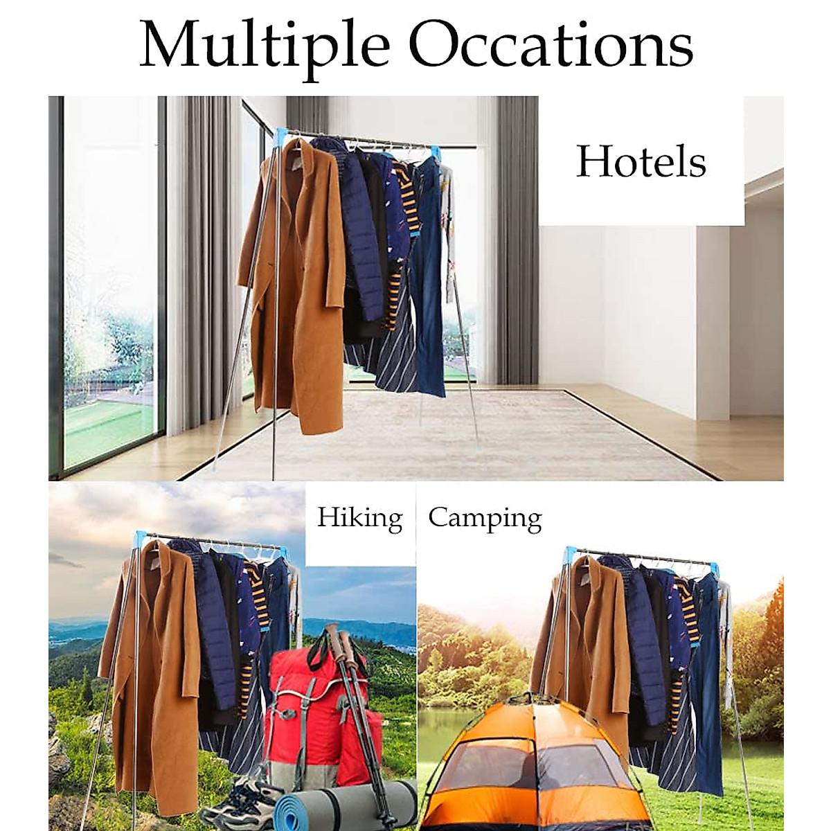 Portable Garment Rack Extra Compact and Lightweight, Foldable Mini Drying Clothe Rack for Travel, Camping, Laundry, Dance, Indoor, Outdoor (Regular)
