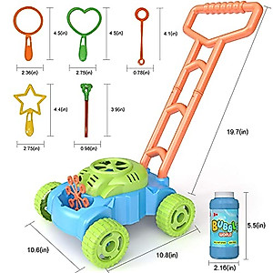 JUMELLA Automatic Lawn Mower Bubble Machine with Music for Kids, Baby Activity Walker for Outdoor, Push Toys for Toddler, Christmas Birthday Gifts for Preschool Boys Girls