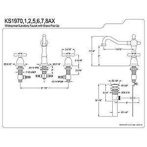 Kingston Brass KS1977AX 8 in. Widespread Bathroom Faucet, Brushed Brass, 8 x 7.56 x 7.44