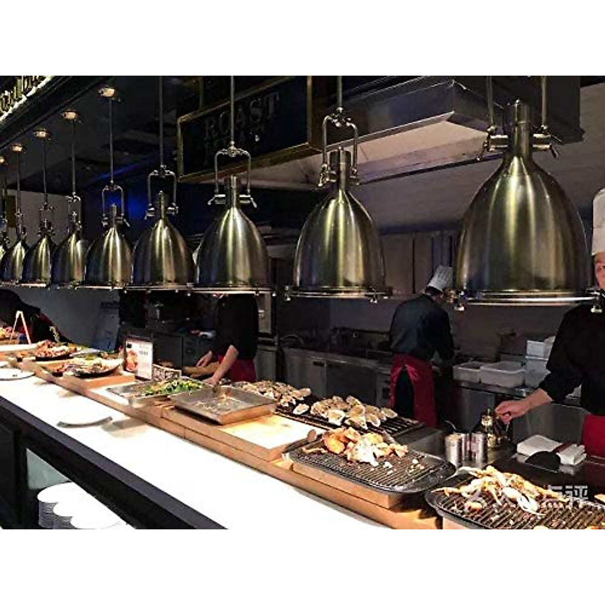 Commercial Food Warmer Stainless Steel Buffet Heat Lamp, Cafeteria Heating Lights Height Adjustable, 360mm