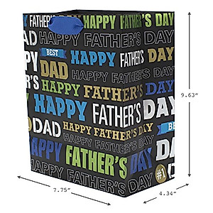 Hallmark 9" Medium Father's Day Gift Bag with Tissue Paper (Black, Green, Blue, Gold) "Best Dad" "Happy Father's Day"