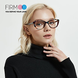 Firmoo Blue Light Blocking Computer Reading Glasses Vintage Cateye TR Plastic Pattern Glasses Frame for Women, for Contact Wearers(0.00)