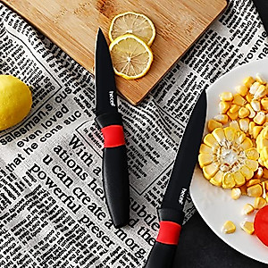 hecef Black Kitchen Knife Set with Adjustable Acrylic Stand, 6 Pcs Ultra Sharp Knives Set with Block, Ergonomic Handle Massage Design, Basic Knife Set for Chef Cutting Cooking