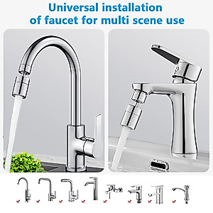 YOXITIXOY YSQ Aerator, 80-Degree Big Angle Swivel, Dual-Function Kitchen Faucet Accessory, Polished Brass & ABS Material, 360° Swivel, Universal Fit (5.59x1.3 inches)