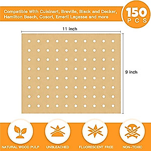 Air Fryer Disposable Parchment Paper Liners: 150pcs Airfryer Liners 9x11 Inch Perforated Rectangular Paper Sheets Basket Liner Accessories For Toaster Oven Xl Air Fryer