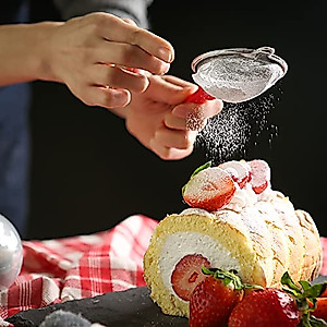 Fine Mesh Strainer Stainless Steel 3 Inch Small Mini Tea Strainer Cocktail Food Coffee Sturdy Long Handle Double Straining Sifter Kitchen Metal Bar Sieve Utensil strainer for juicing (Silver)