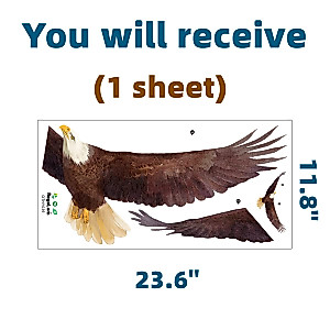 RoyoLam Flying Bald Eagle Wall Decal Nursery Bird of Prey Animal Wall Sticker Removable Peel and Stick Waterproof Wall Art Decor Stickers for Kids Baby Classroom Living Room Playing Room Bedroom