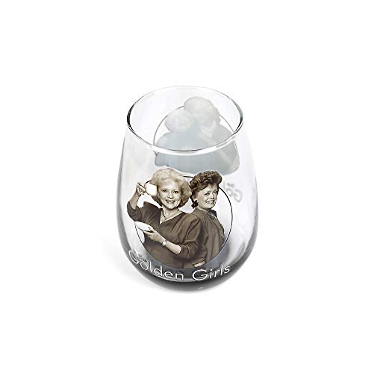 JUST FUNKY The Golden Girls Black and White Stemless Wine Glass - 16-Ounces