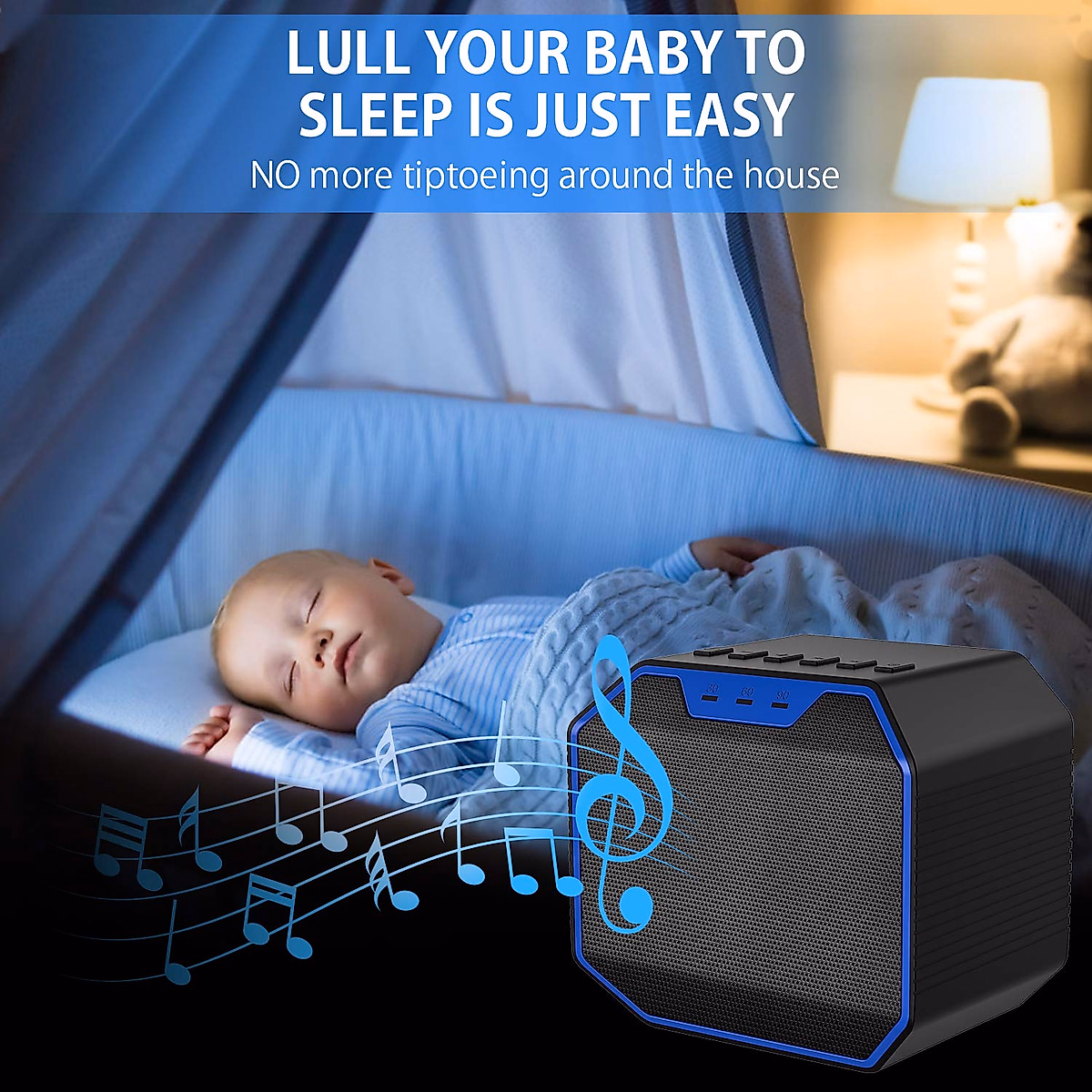 White Noise Machine for Sleeping Sound Machine Baby Kid Adult 26 HiFi Smoothing Sound Auto-Off Timer Memory Function Sleep Therapy for Home Nursery Office Privacy (Black-Blue)