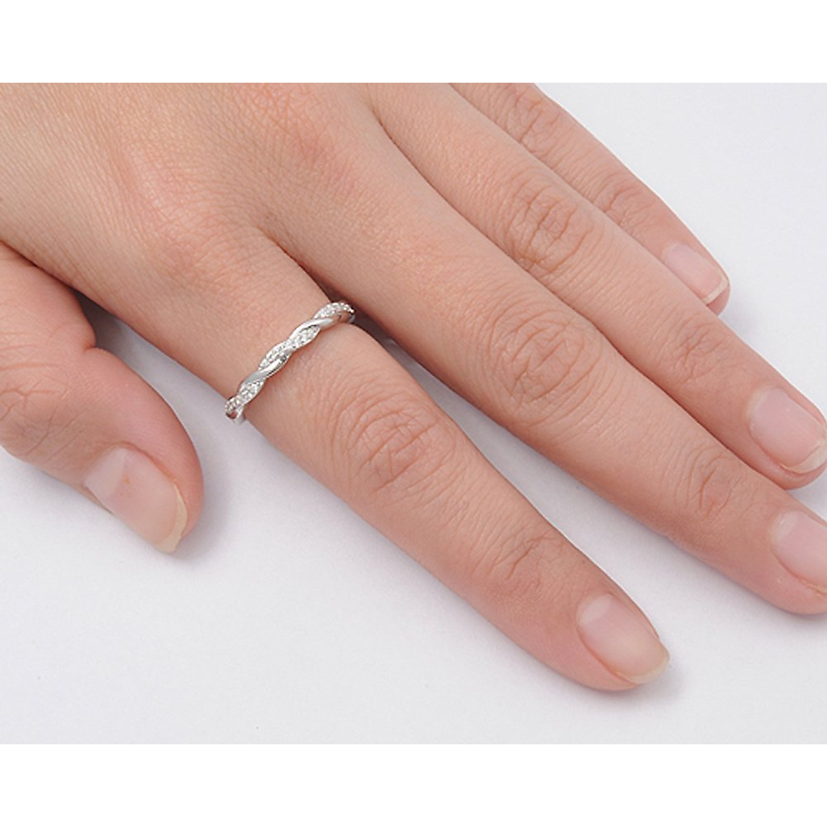 Infinity Braid Clear CZ Promise Ring New .925 Sterling Silver Band Size 6