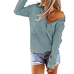 PGANDS Women's Casual Long Sleeve Half Zip Up Sweatshirt Hoodies Lapel Plain Stylish Loose Pullover Tops for Leggings