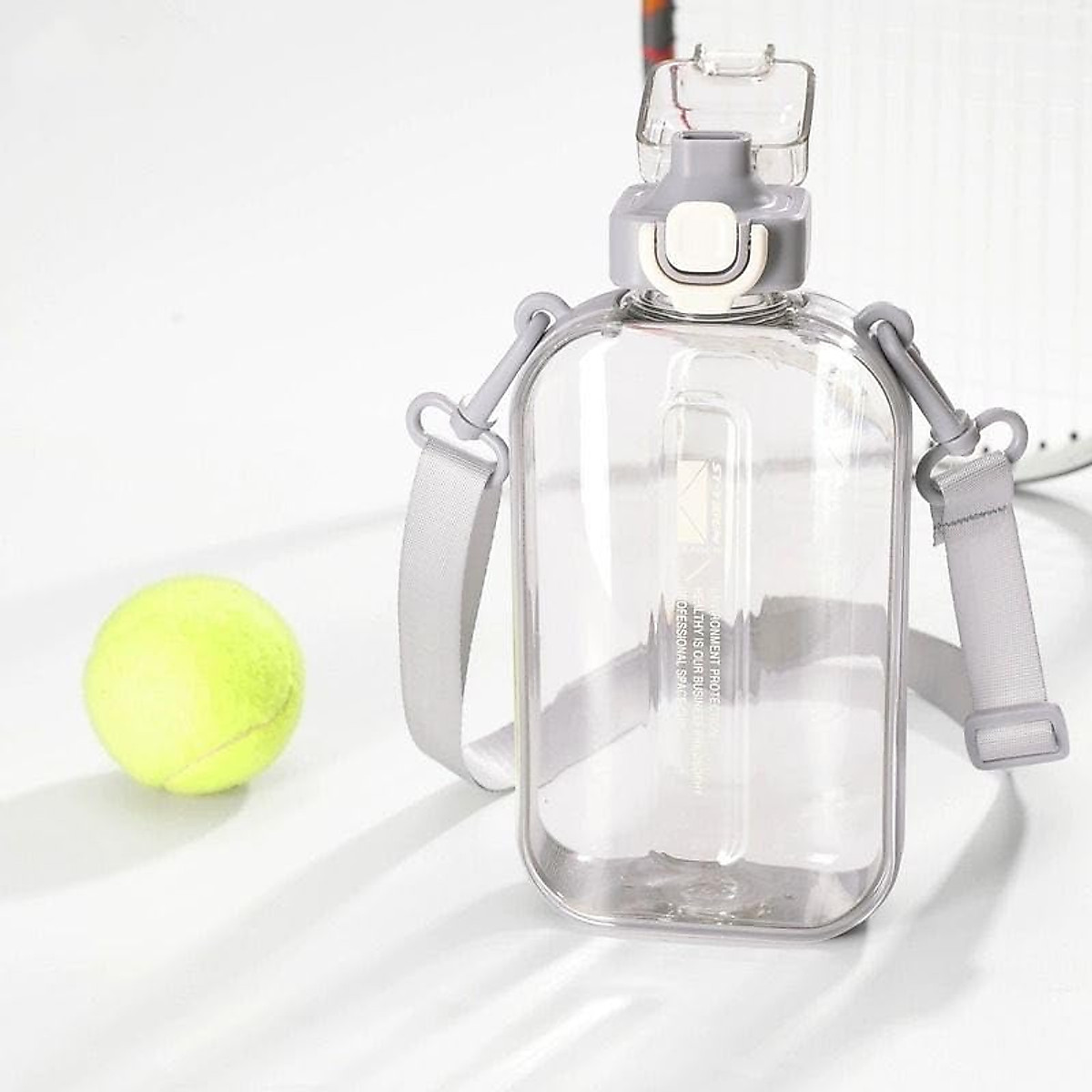 excvalues 24 oz Flat Water Bottle Travel Flask Portable BPA Free Square Water Bottle Leakproof Large Water Bottles for Bag Travel Sports(Grey)