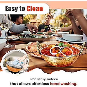 VAKRATUNDA KITCHENWARES Heavy-Duty Copper Bowl Kadai, Food Grade Copper and Steel Serving Karahi Bowls, Multipurpose Indian Serving Kadhai Copper Bowls, Diameter 5 Inches Pack of (2)