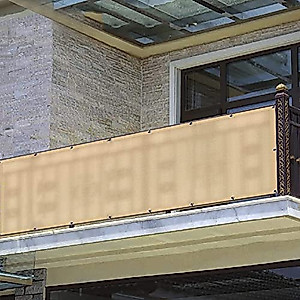 ALBN Balcony Privacy Screen Height 110/120/150cm Windproof Fence Shade Net Cover with Rope HDPE Used for Balcony Garden Patio (Color : Beige, Size : 110x200cm)