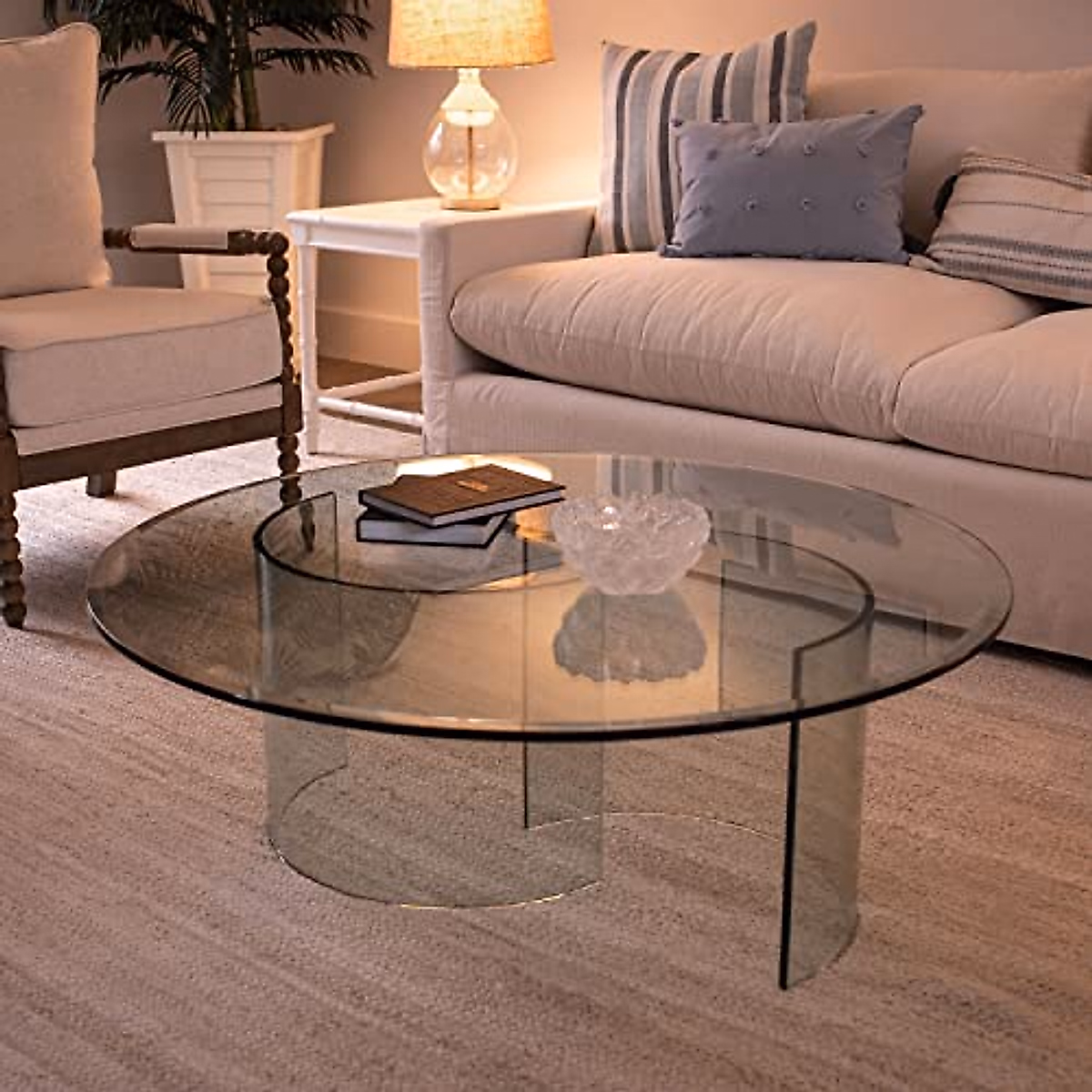 Spancraft 25" Round 1/4" Thick Tempered Clear Glass Table Top with Flat Polished Edge