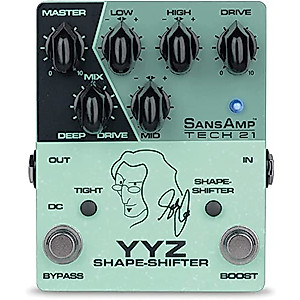Tech 21 YYZ Geddy Lee Shape-Shifter Signature SansAmp Pedal Bundle with 2 MXR Patch Cables and Dunlop Pick Pack