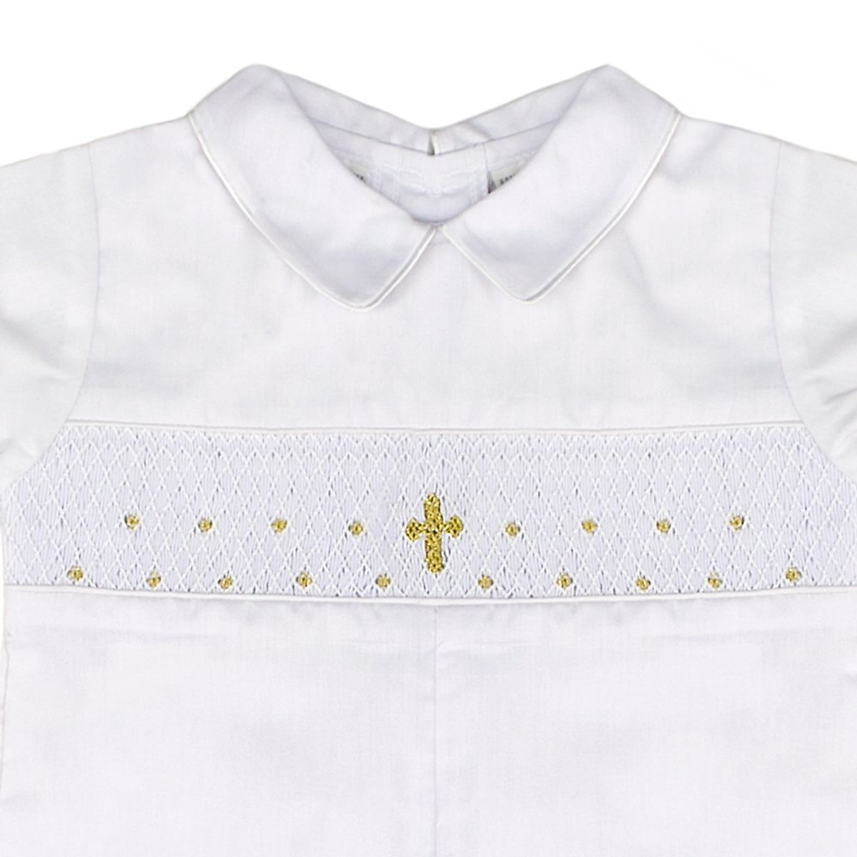 Baptism Outfits for Boys - Elegant Longall with Bonnet Featuring Hand Smocked Gold Cross Design, Perfect for Baby Boy Baptism Outfit or Christening Outfits for Boys, Boy Baptism Outfit, 9M