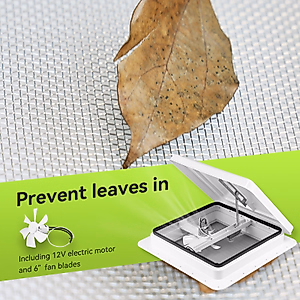 RVMATE 14" Roof Vent Fan for RV/Camper/Trailer, White With 12V Fan 6" Blades