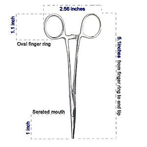 Chi-buy Pets ears/nose hair Puller Straight & Curved full serrated, stainless steel Home Hemostat Locking Forceps, Professional pet grooming tool for cats & dogs 2pcs set