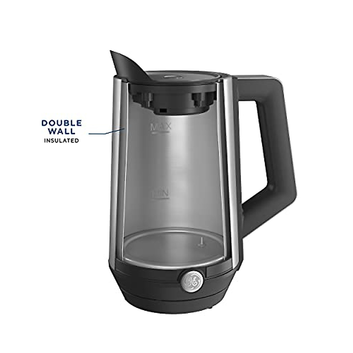 GE Electric Kettle | 6 Cup Capacity | Digital Temperature Control | Boils Water for Tea, Coffee in Minutes | Countertop Kitchen Essentials | 1500 Watts | Stainless Steel